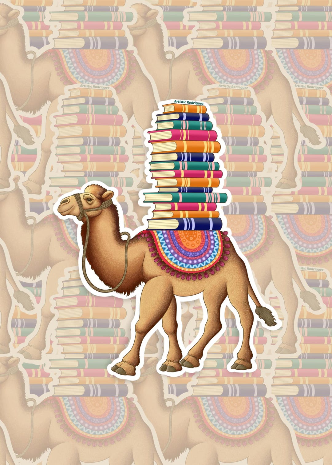 Camel With Books Sticker | Animal Decal | Cute | Reading Sticker - Etsy
