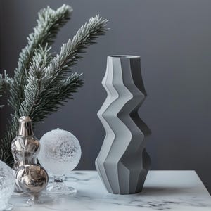 Modern Geometric Wave Design Vase Decorative Accent for Minimalist Home ...