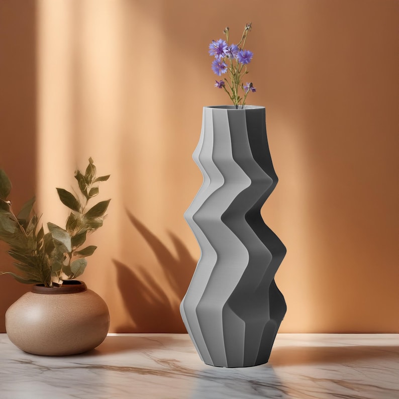 Modern Geometric Wave Design Vase Decorative Accent for Minimalist Home ...