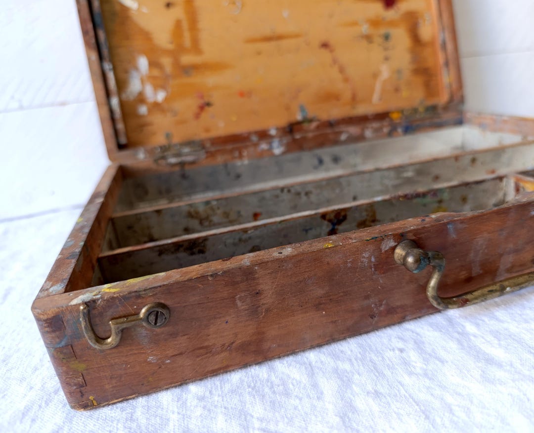 Vintage Wooden Painter’s Box | Rustic Artist Paint Box With ...