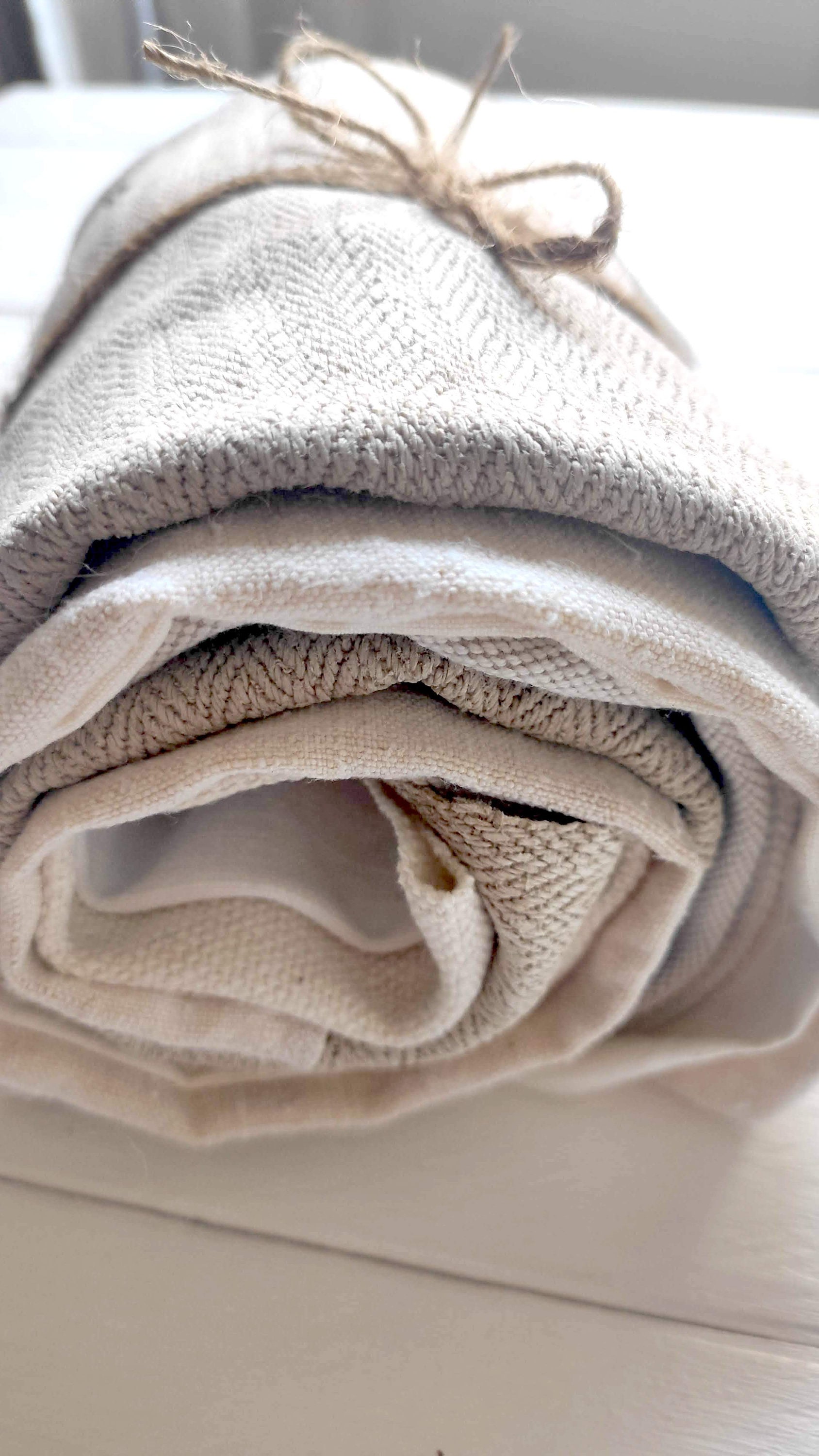 Bundle of Vintage French Linens, Cotton, Linen, Canvas, Grainsack ...