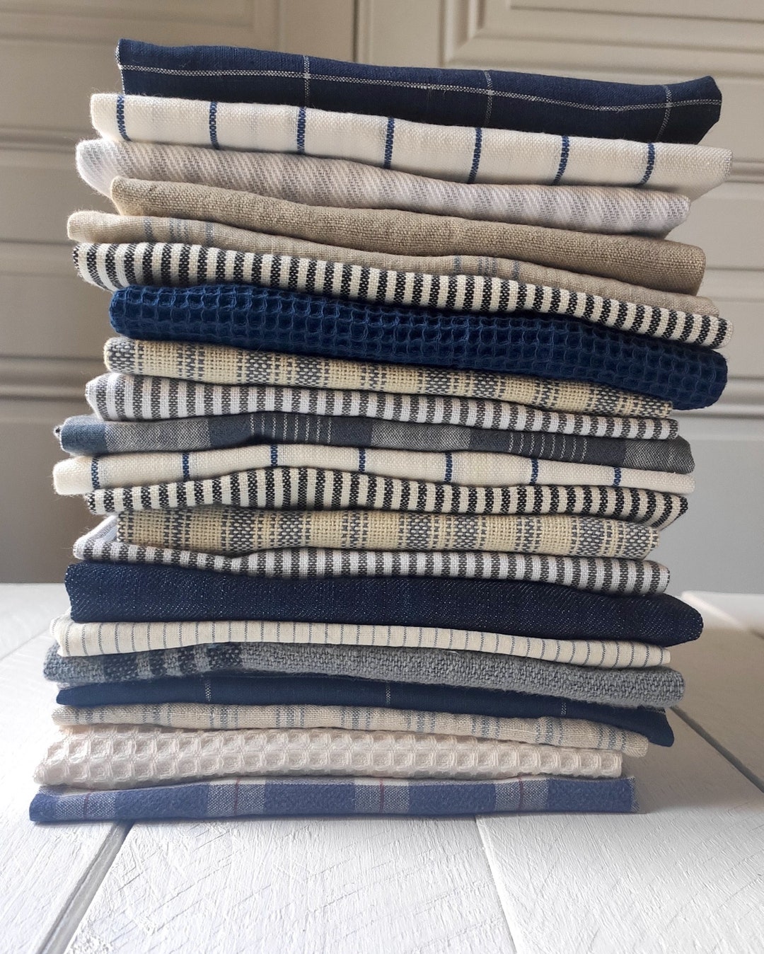 Farmhouse Tea Towels, Blue, White, Country Kitchen, Housewarming Gift ...