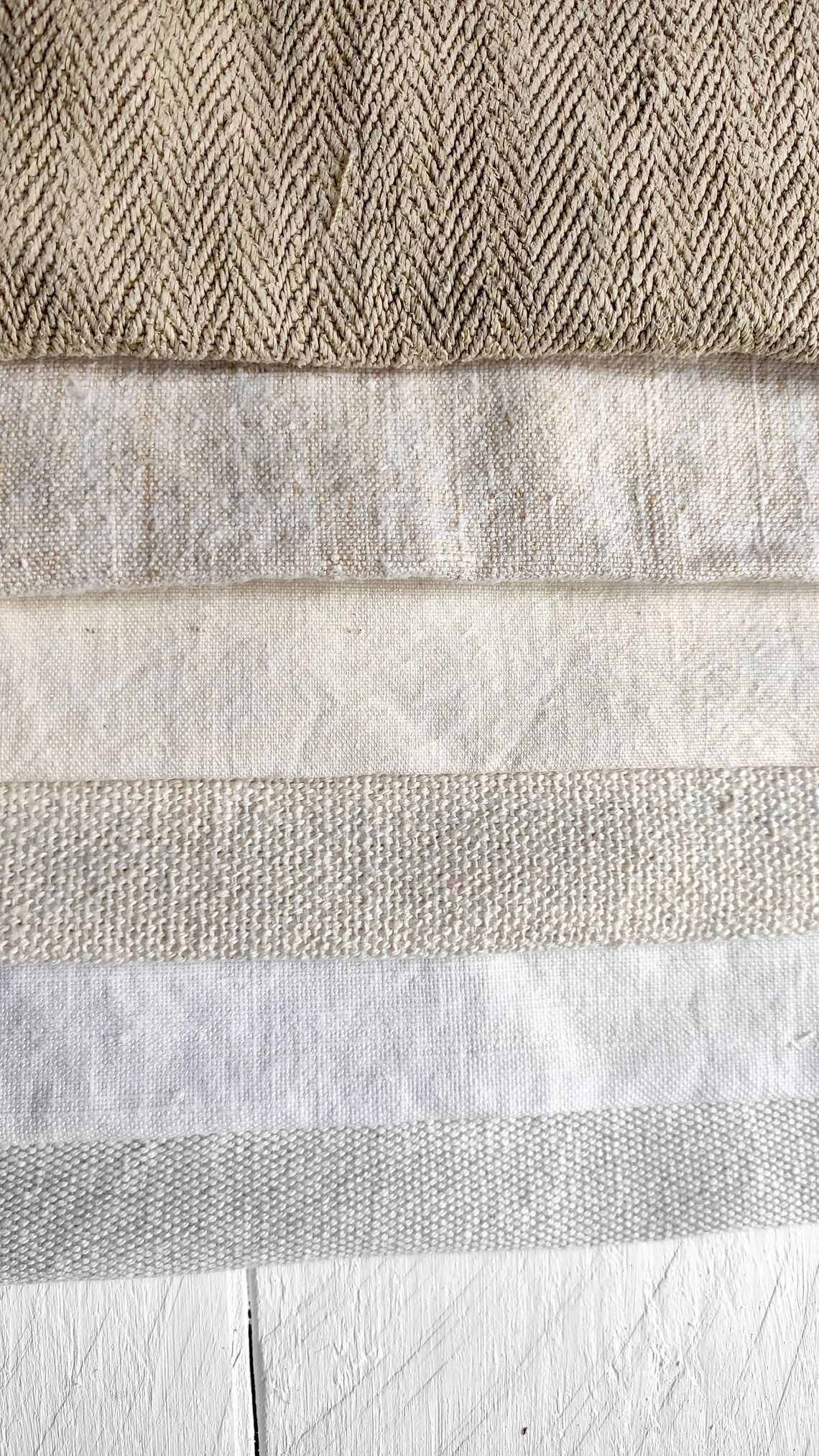 Bundle of Vintage French Linens, Cotton, Linen, Canvas, Grainsack ...