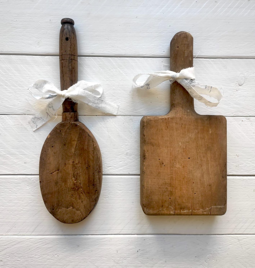 Vintage Farmhouse Wooden Washing Paddle, Laundry Bat, Round or Square ...
