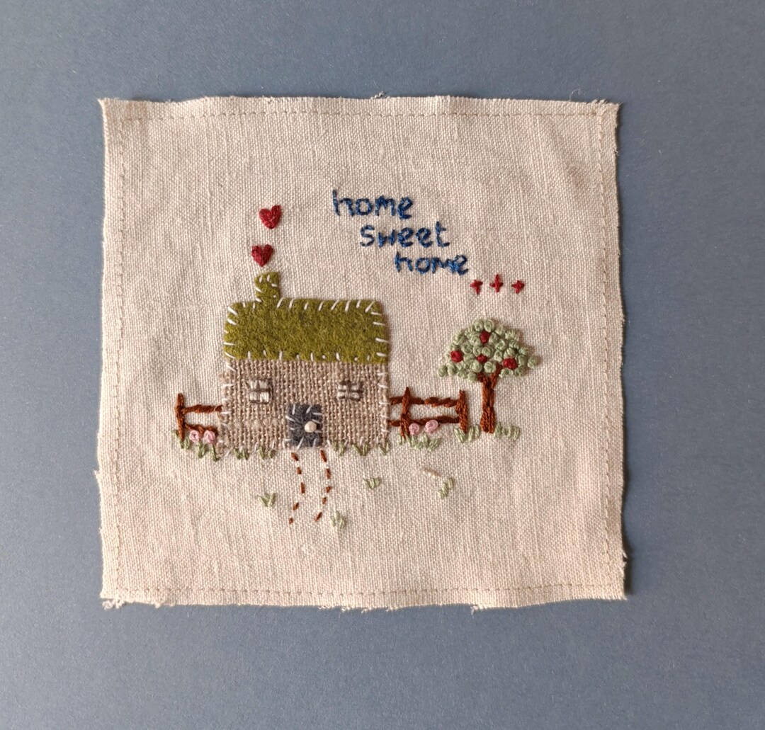 Hand-embroidered 'home' Vignettes, House Warming, Greeting Card - Etsy UK