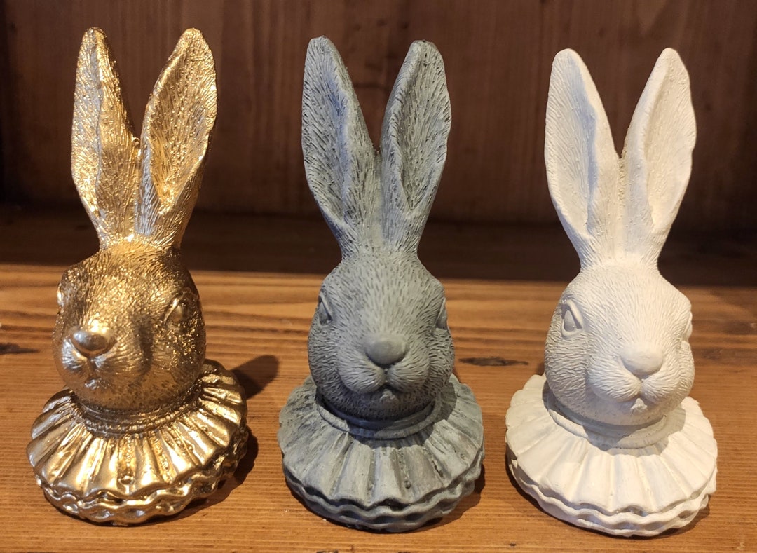 Rabbit Head With Victorian Collar Figurine, Resin, Easter Decor, Shelf ...
