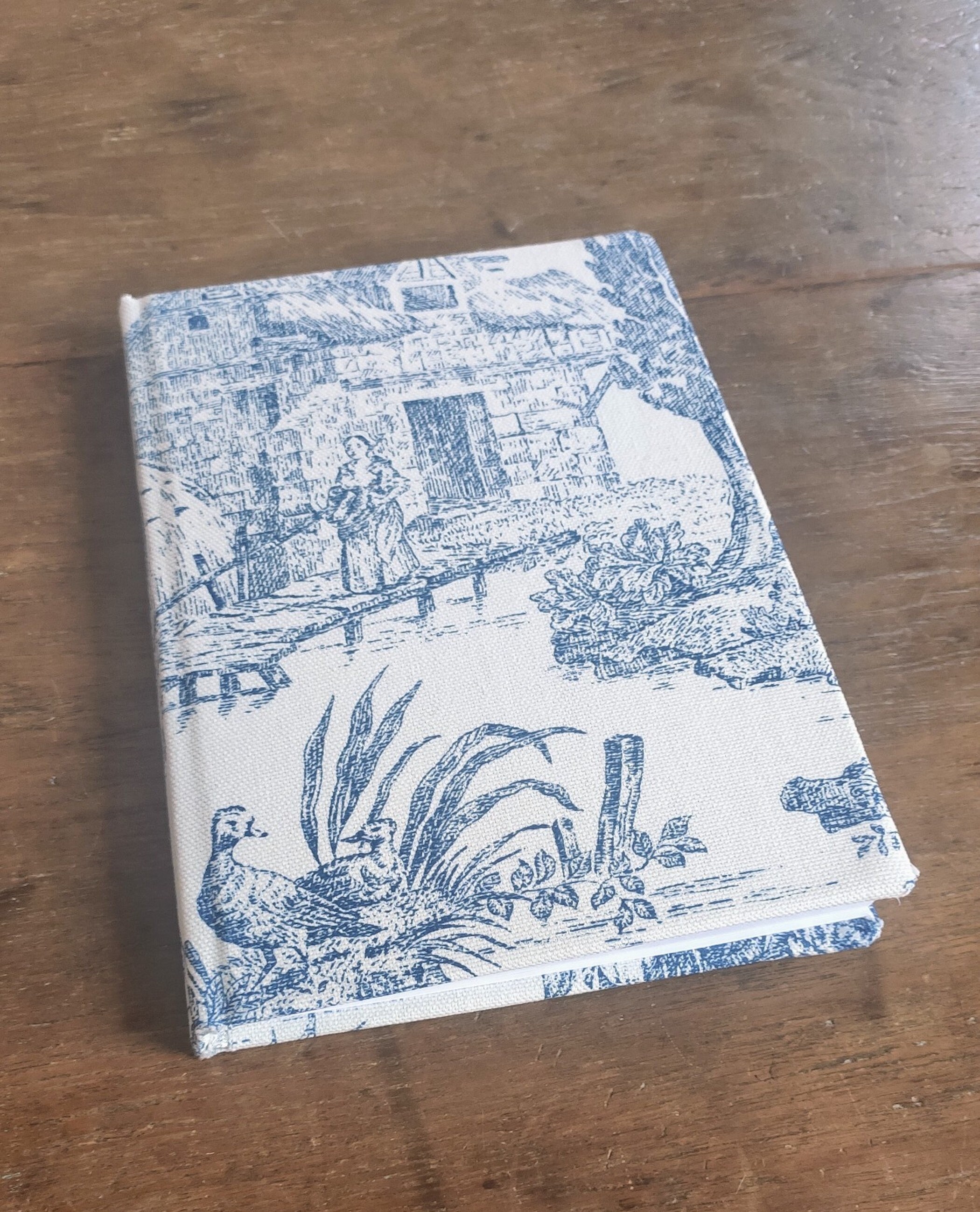 French Toile De Jouy Fabric-covered Notebook, Monogrammed, Red, Blue ...
