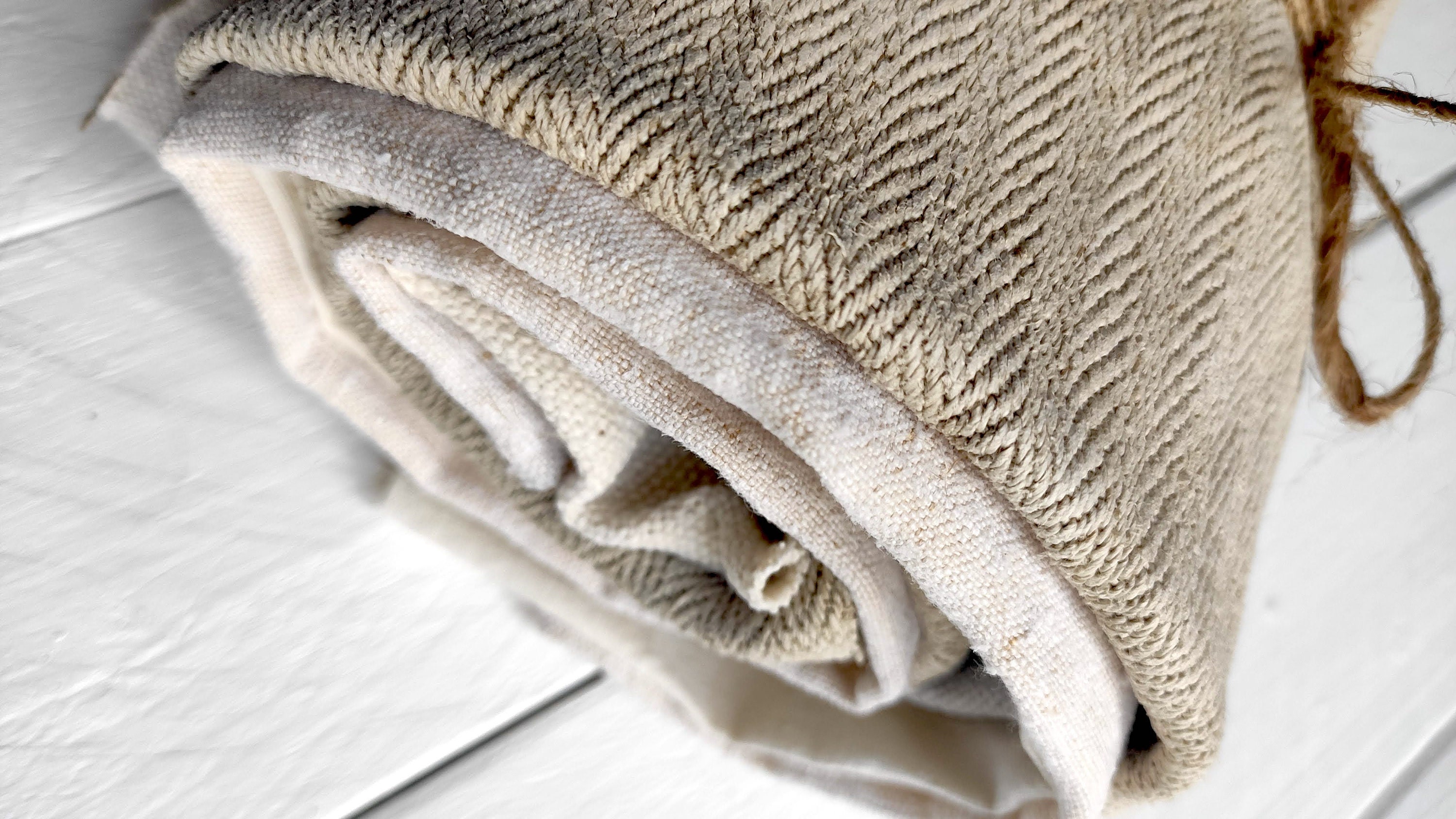 Bundle of Vintage French Linens, Cotton, Linen, Canvas, Grainsack ...
