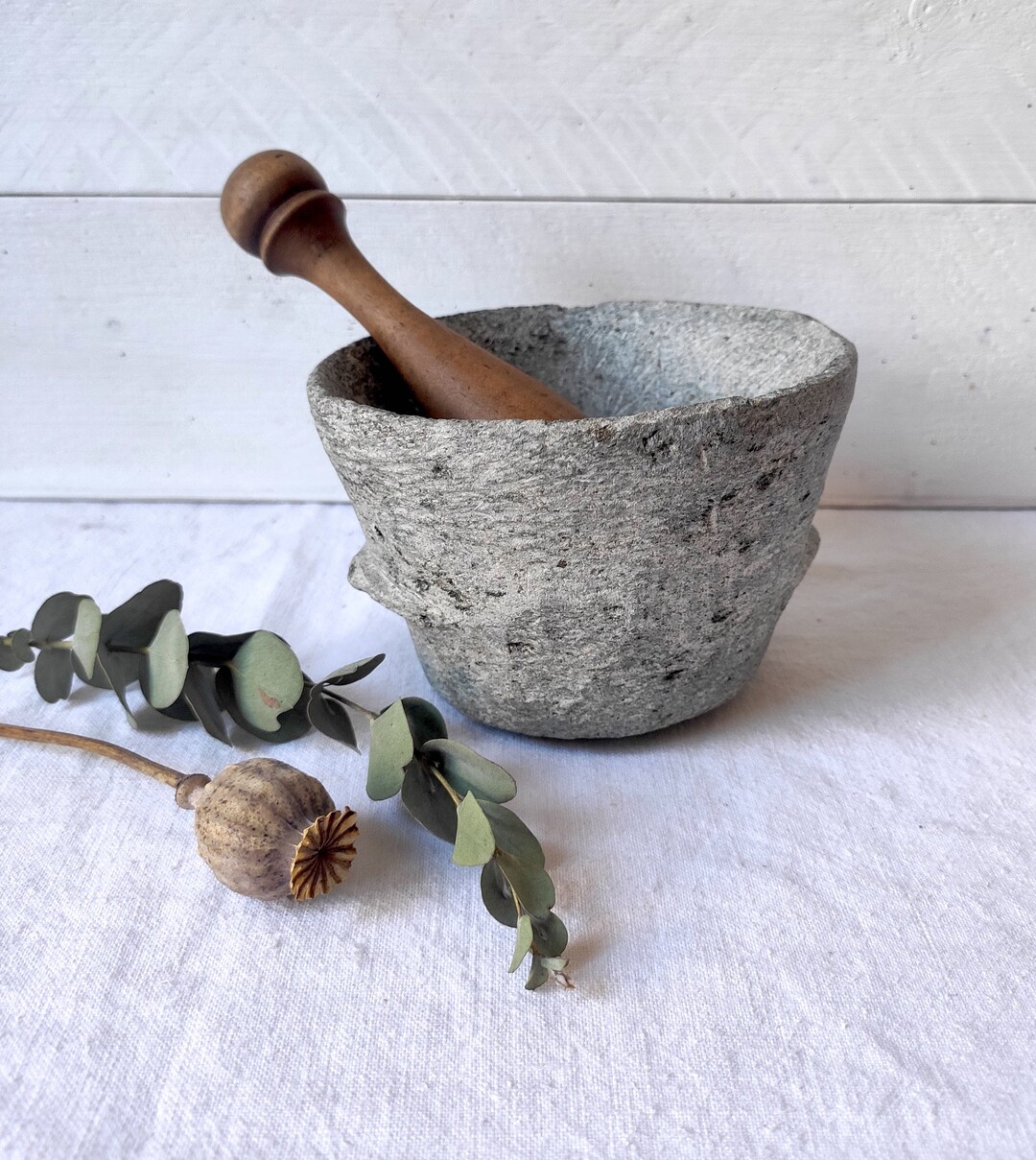 Hand-carved Vintage Stone Mortar and Pestle - Etsy
