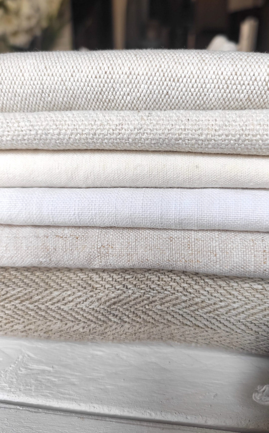 Bundle of Vintage French Linens, Cotton, Linen, Canvas, Grainsack ...
