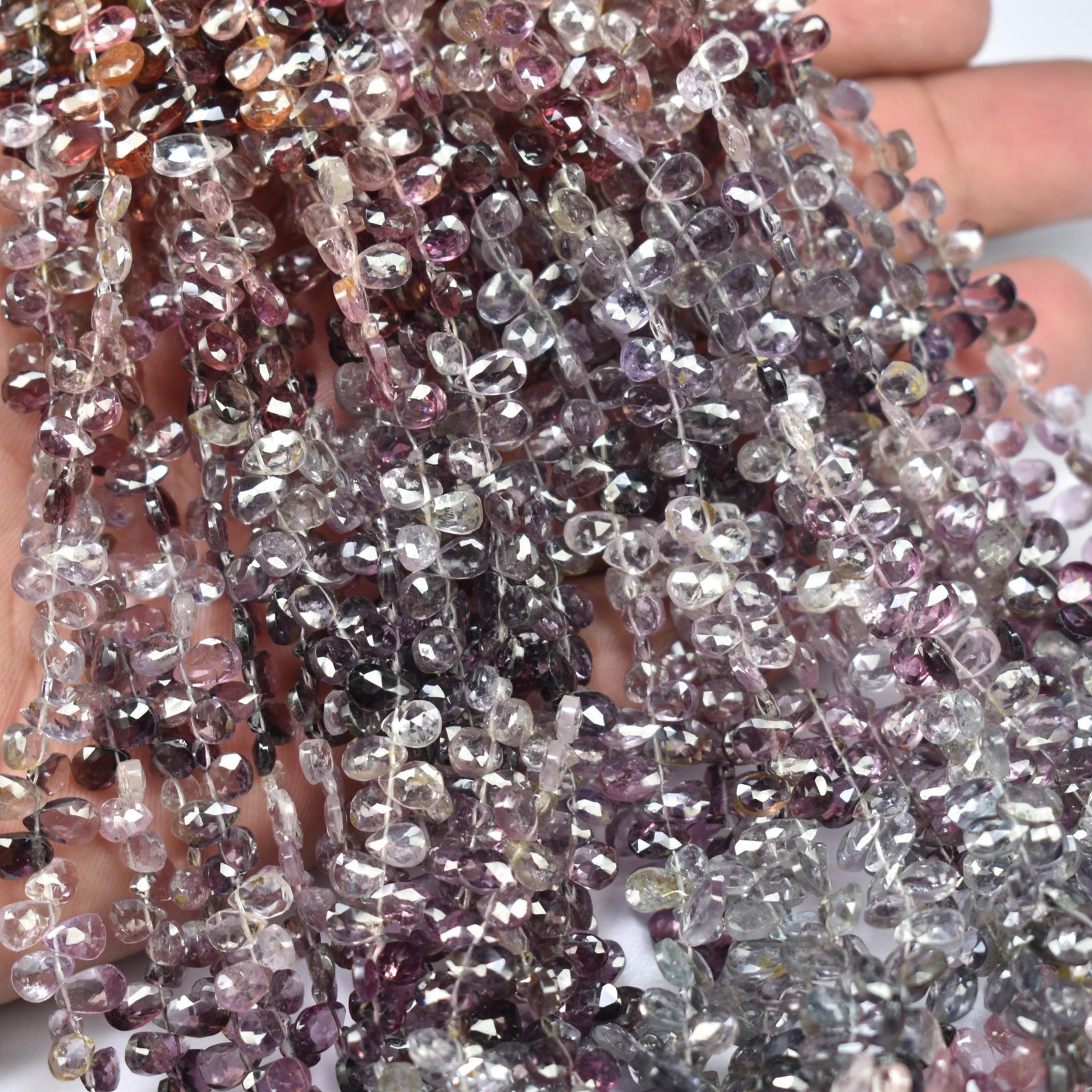 AAA++ Multi Spinel Faceted Pear Shape Briolette Beads 14 Inch Strand ...