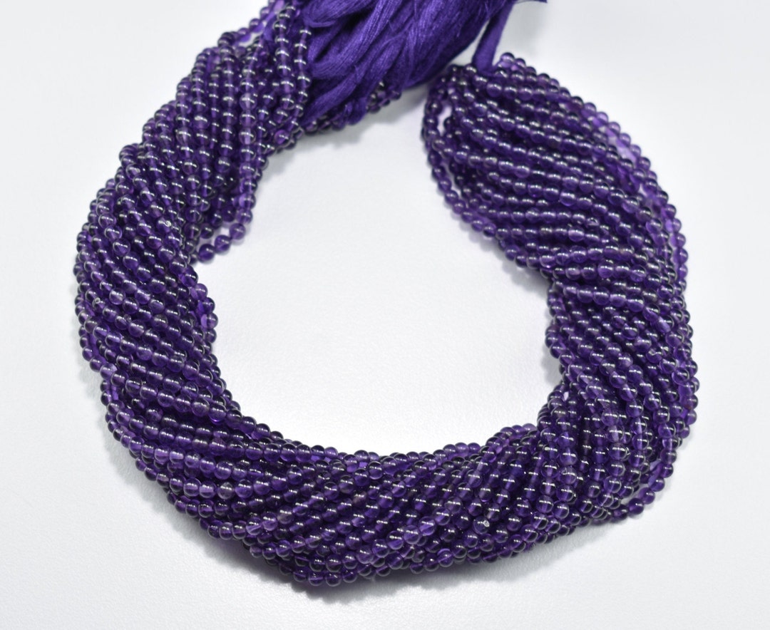 Natural African Amethyst Plain Round Ball Gemstone Beads 13 Inch Strand ...