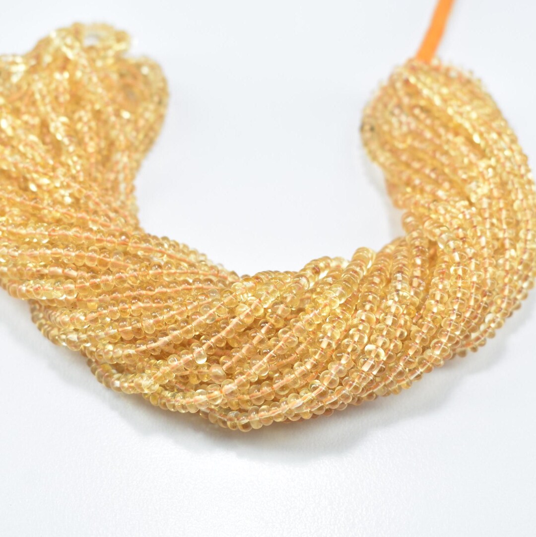 Citrine Smooth Rondelle Gemstone Beads 3mm - 3.50mm 16 Inch 1 Strand ...