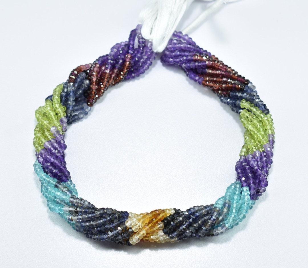 AAA Quality Natural Mix Stone Multi Rondelle Faceted Gemstone Beads 13 ...