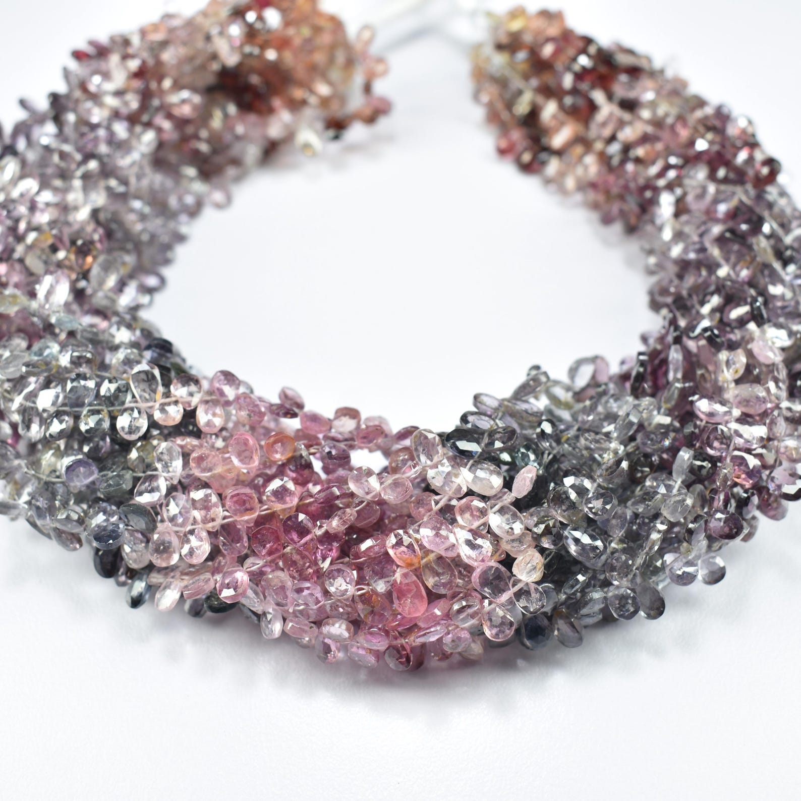 AAA++ Multi Spinel Faceted Pear Shape Briolette Beads 14 Inch Strand ...