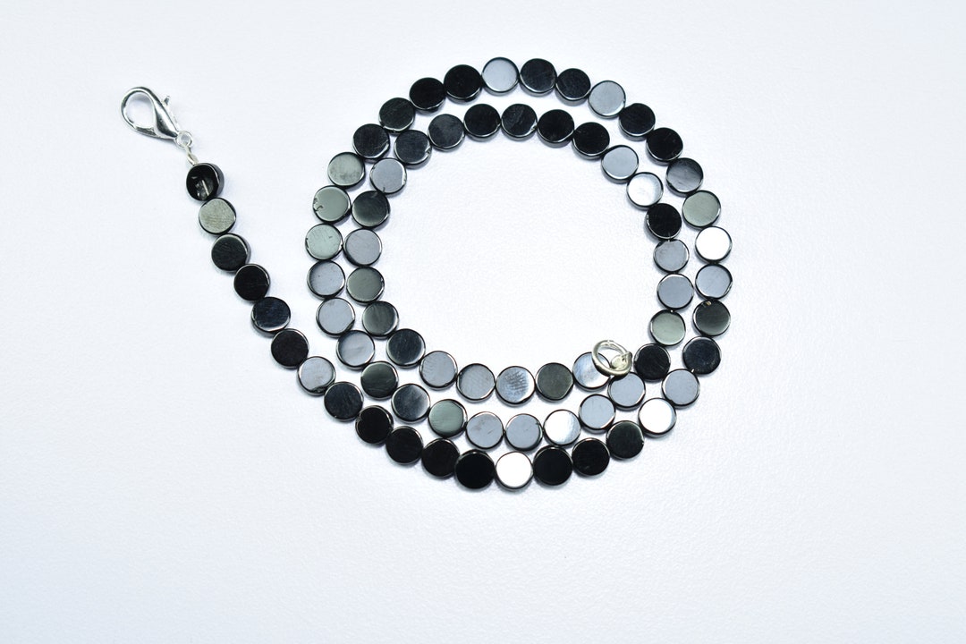 Natural Black Spinal Flat Coin Shape Gemstone Beads Necklace 6x6mm ...