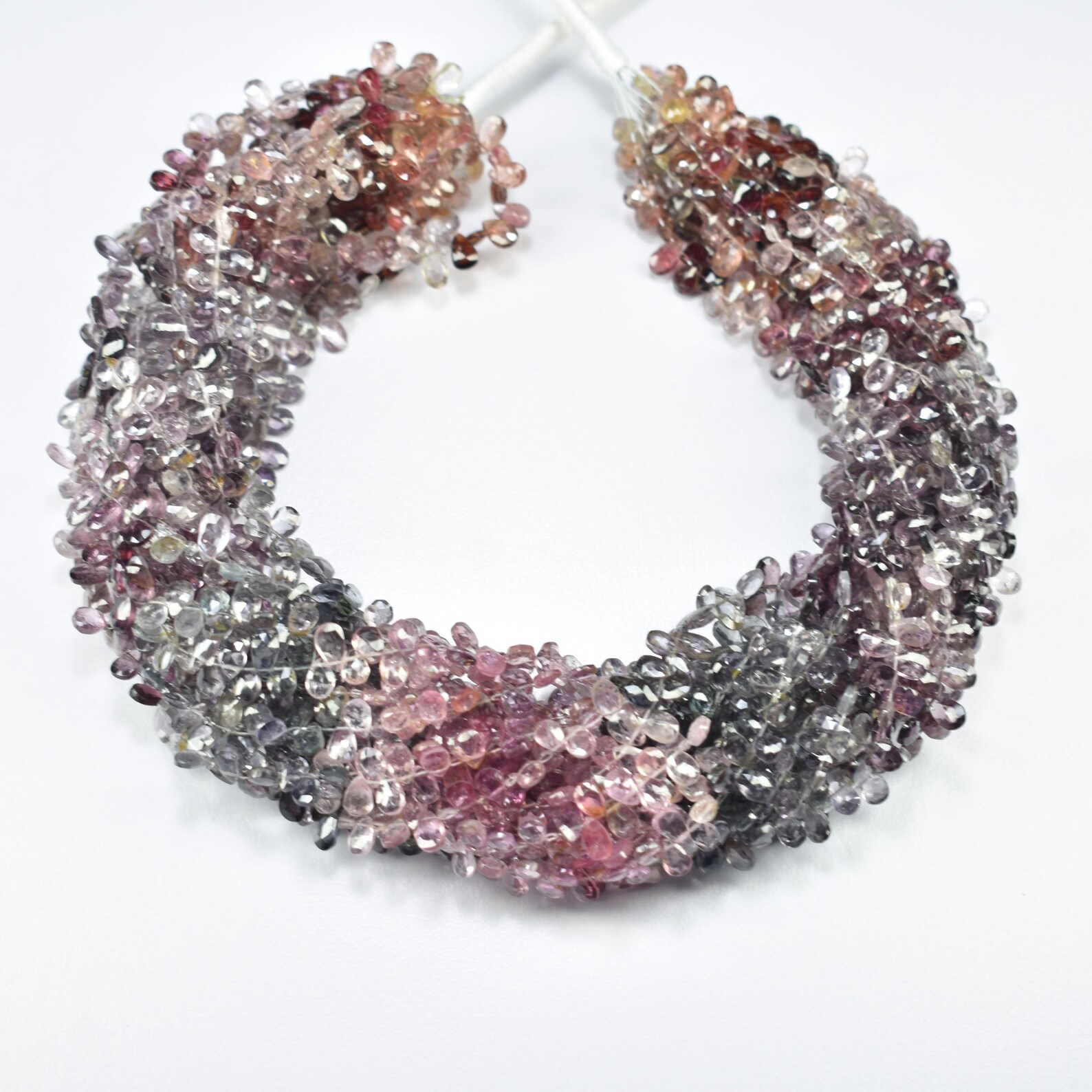 AAA++ Multi Spinel Faceted Pear Shape Briolette Beads 14 Inch Strand ...