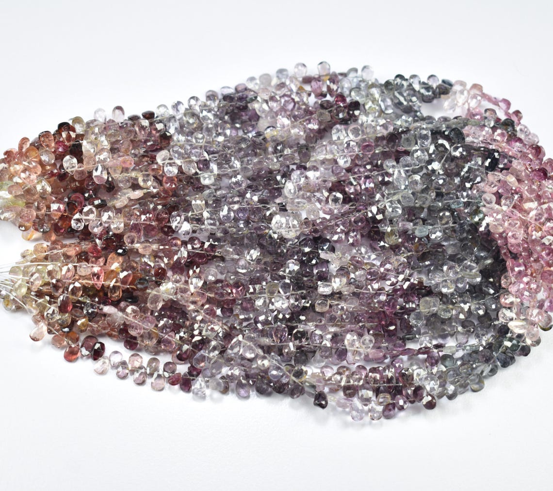 AAA++ Multi Spinel Faceted Pear Shape Briolette Beads 14 Inch Strand ...