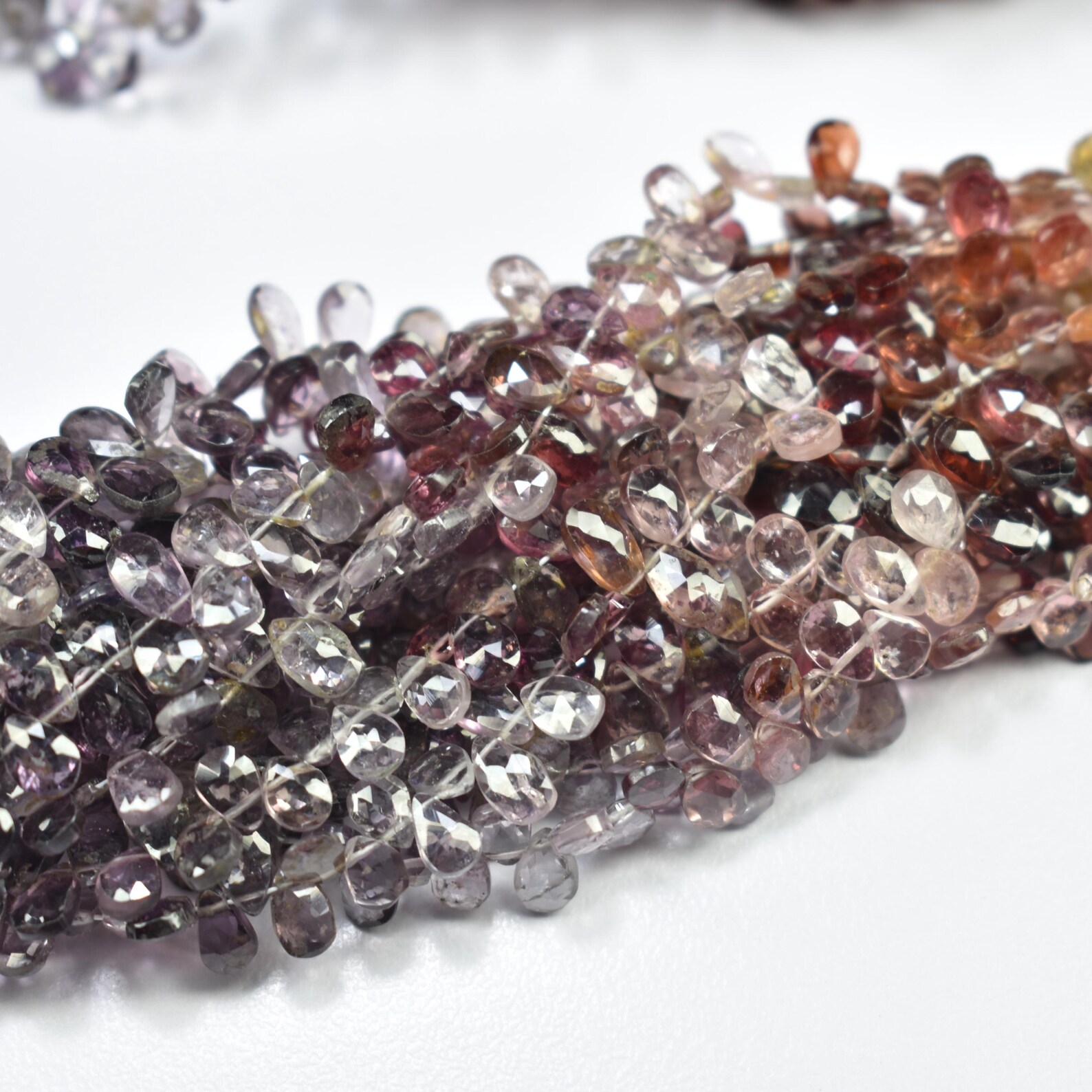 AAA++ Multi Spinel Faceted Pear Shape Briolette Beads 14 Inch Strand ...