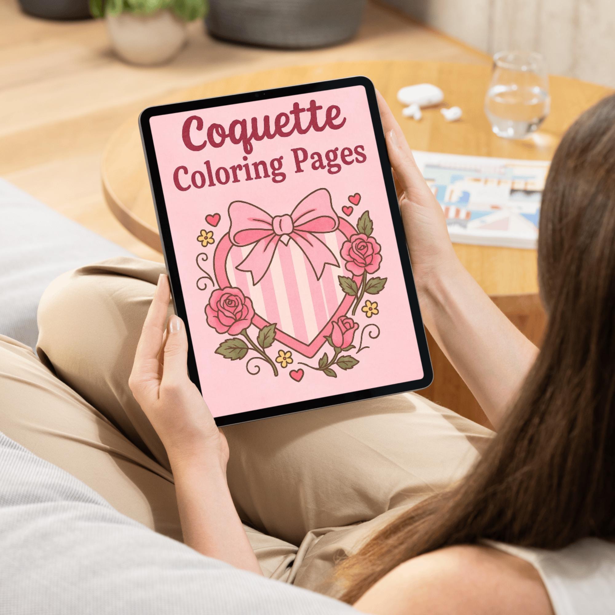 Messy Coquette Coloring Pages for Adults & Teens | 10 Printable PDF and ...