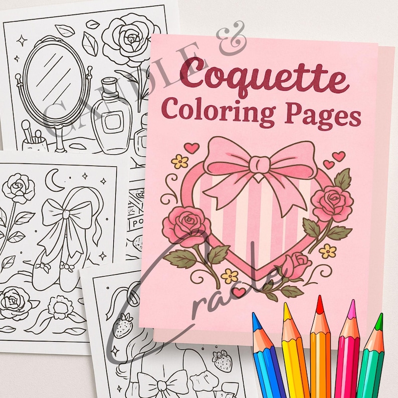 Messy Coquette Coloring Pages for Adults & Teens | 10 Printable PDF and ...