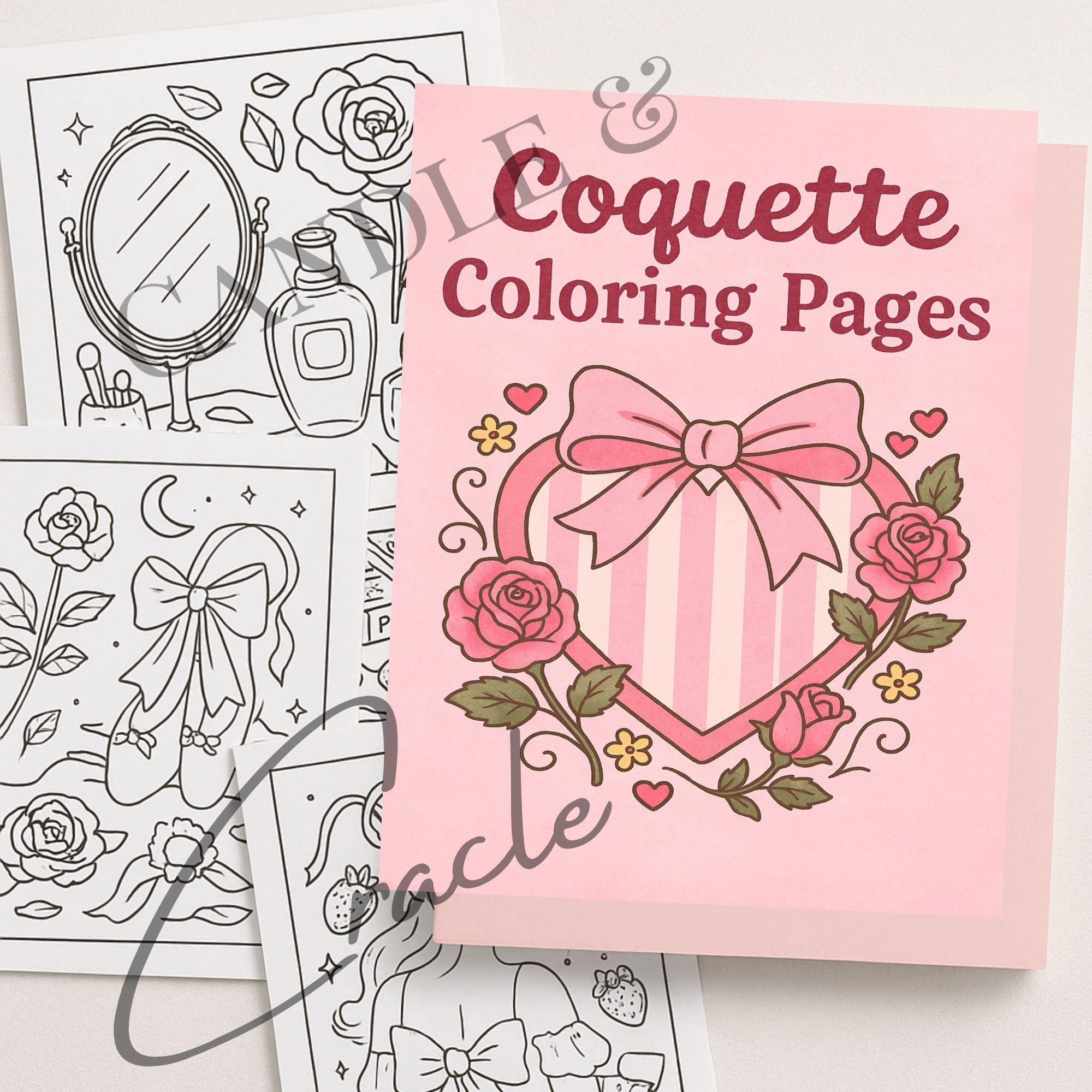 Messy Coquette Coloring Pages for Adults & Teens | 10 Printable PDF and ...