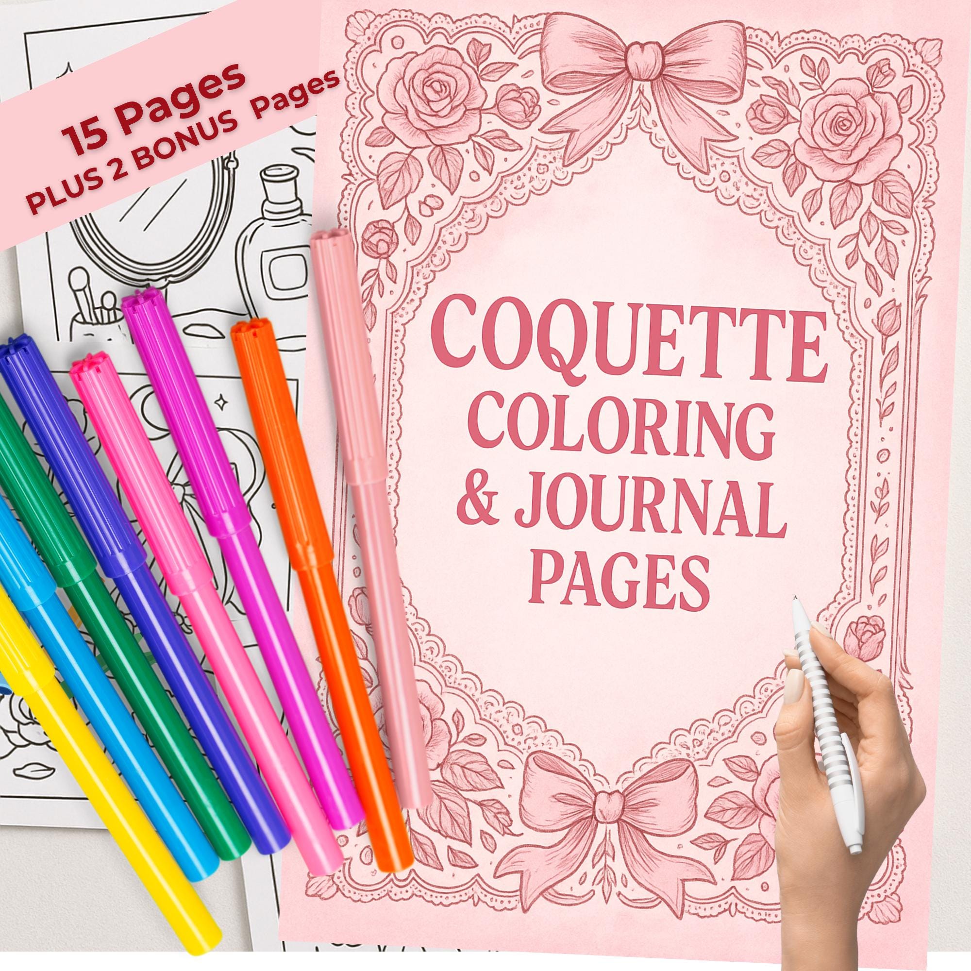 Coquette Coloring Pages, Printable Journal Pages, Digital Download ...