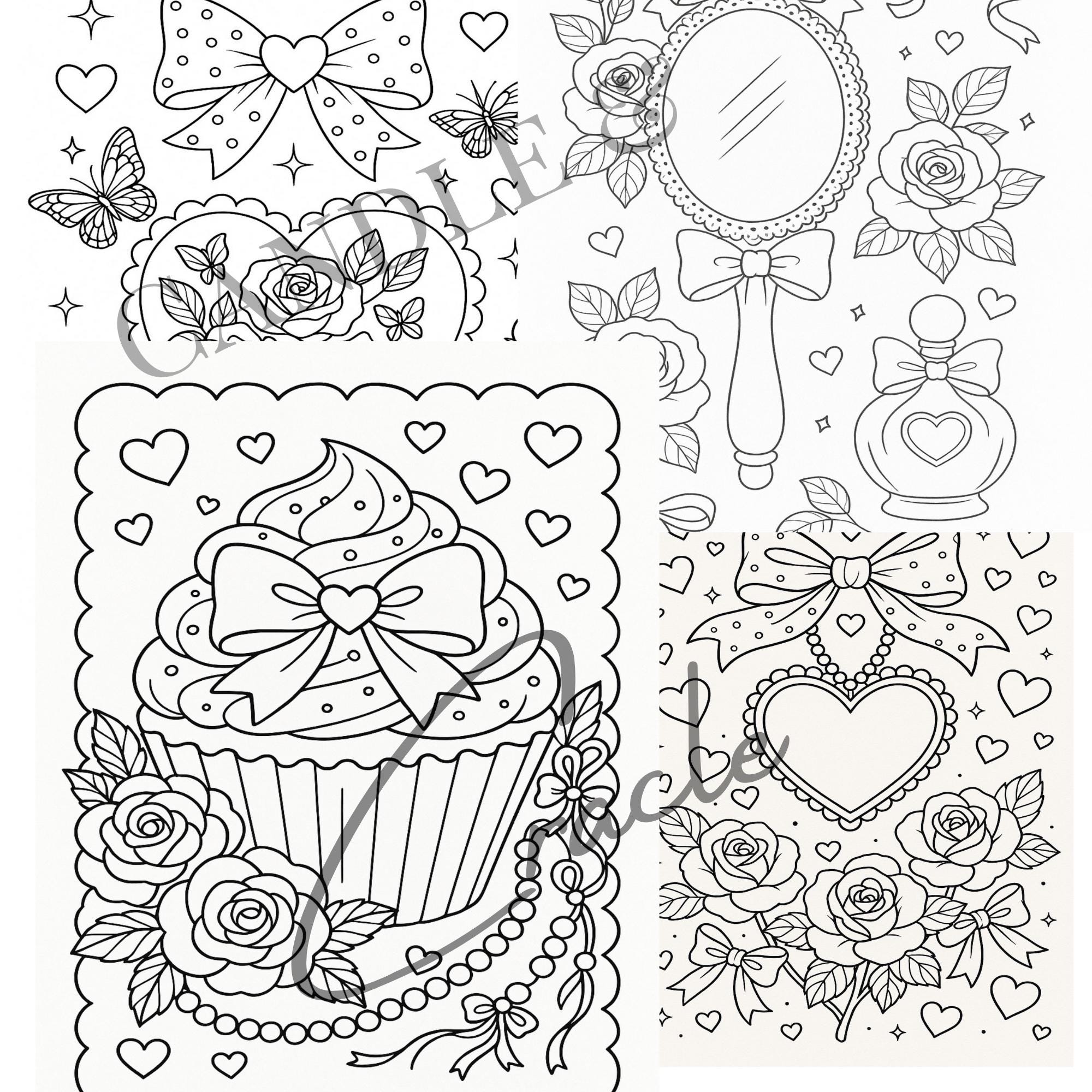 Messy Coquette Coloring Pages for Adults & Teens | 10 Printable PDF and ...