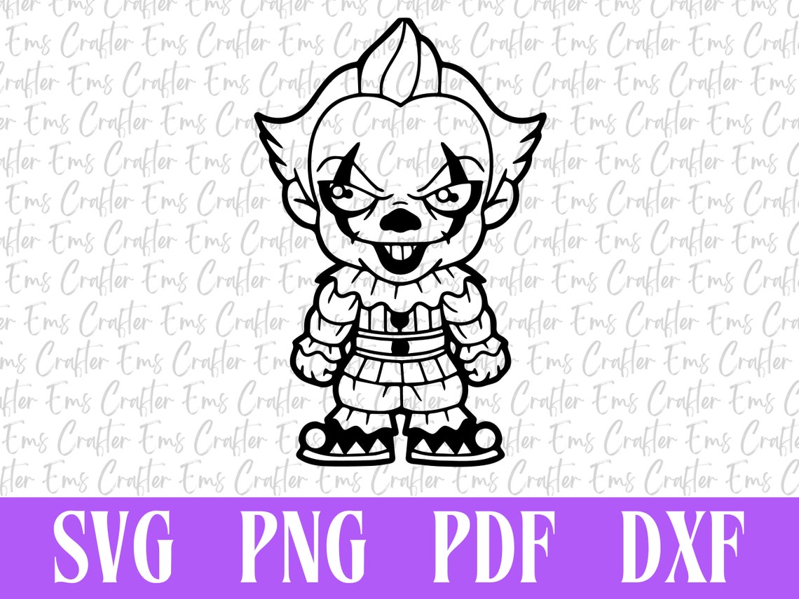 IT Clown OUTLINE SVG png pdf dxf Halloween Serial Killer - Etsy.de
