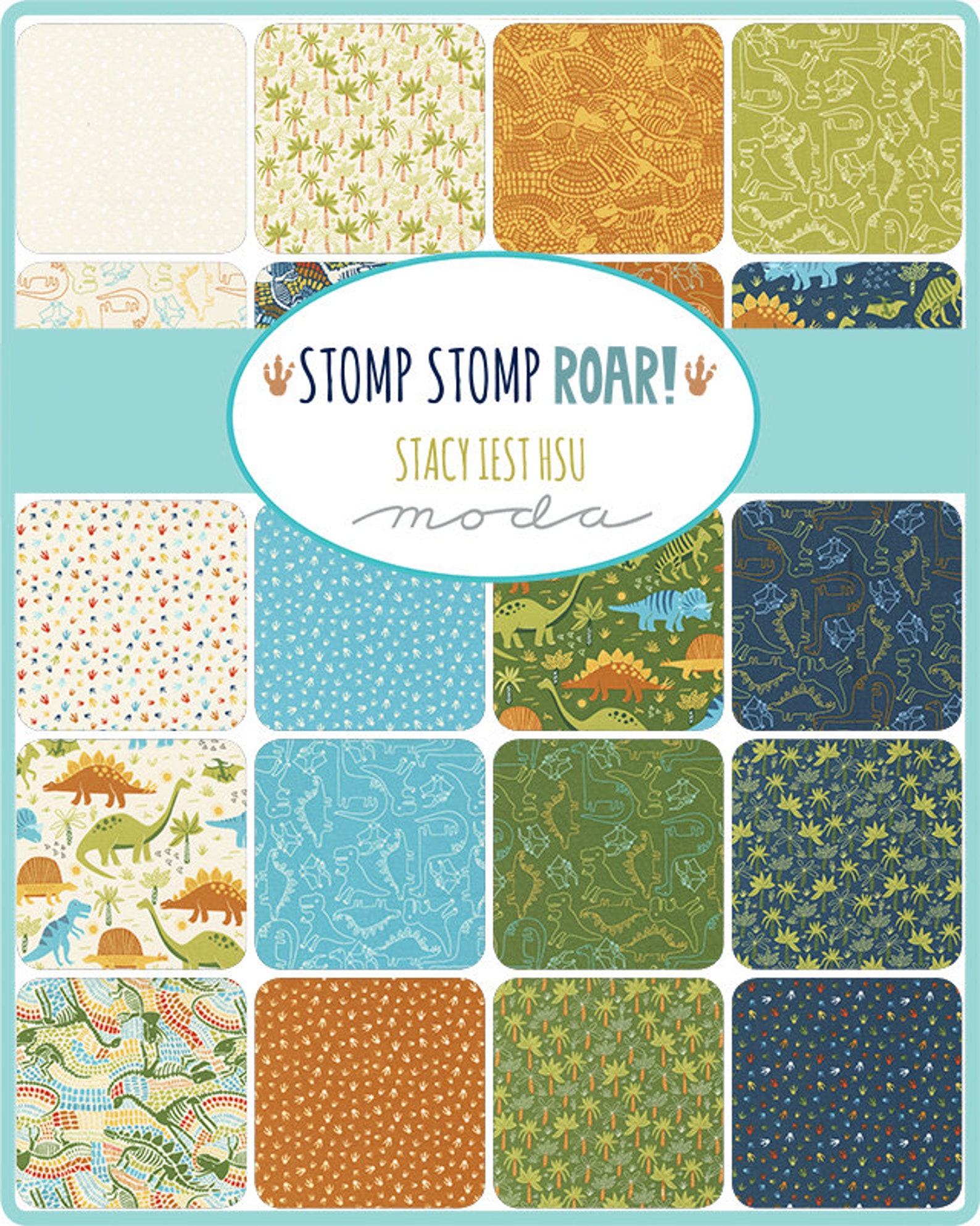 Stomp Stomp Roar by Stacy Iest Hsu for Moda Fabrics 20821-17 Palm - Etsy