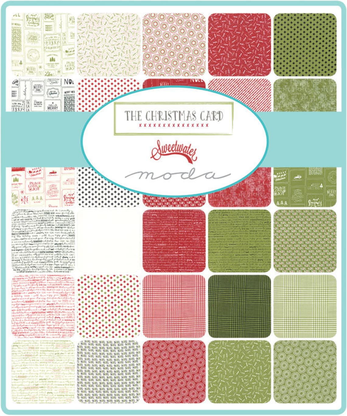 Moda 100% Cotton Fabric the Christmas Card by | Etsy