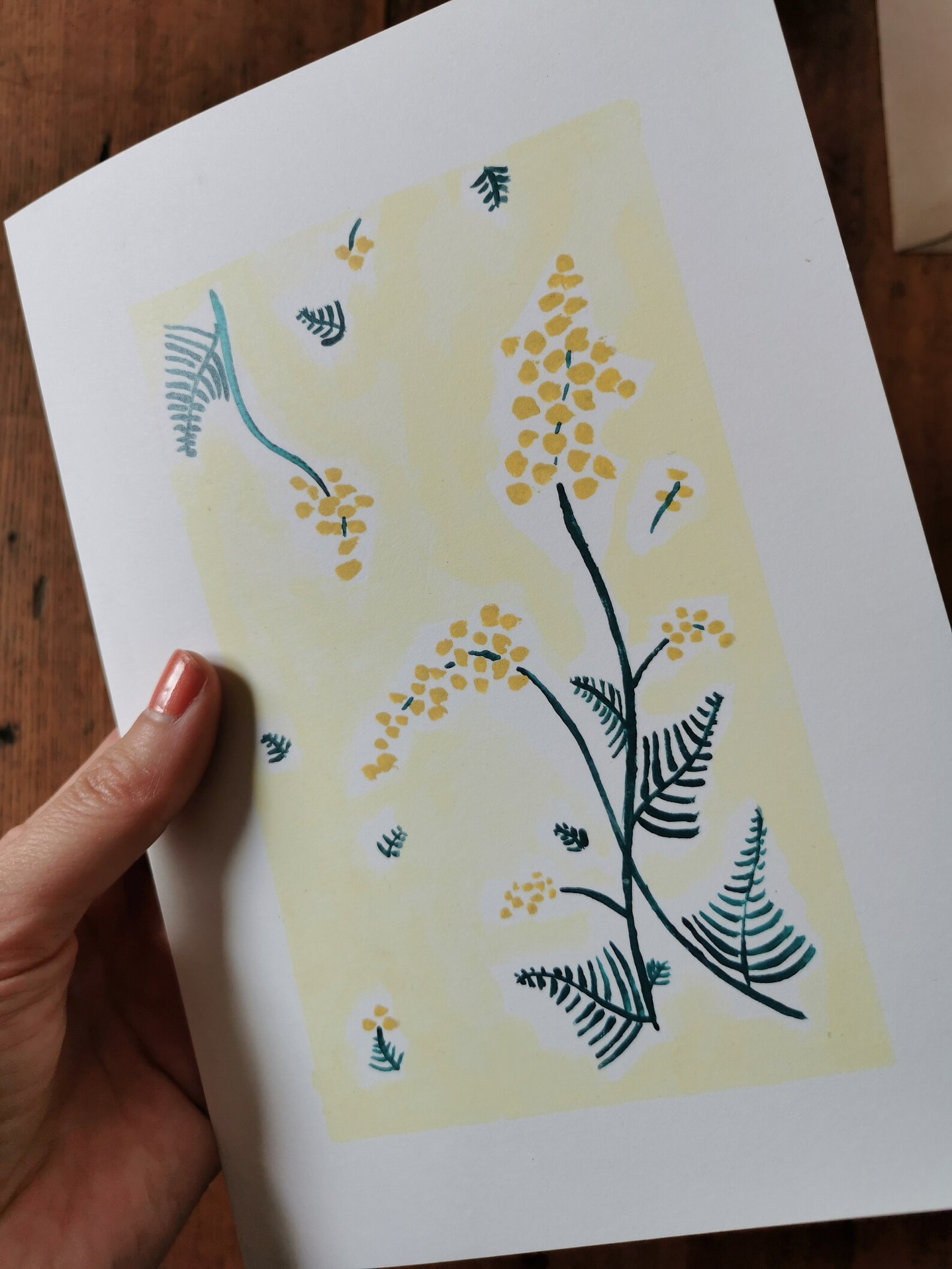 A5 Folding Card, Card With Mimosa Print, Greeting Card, Birthday Card ...