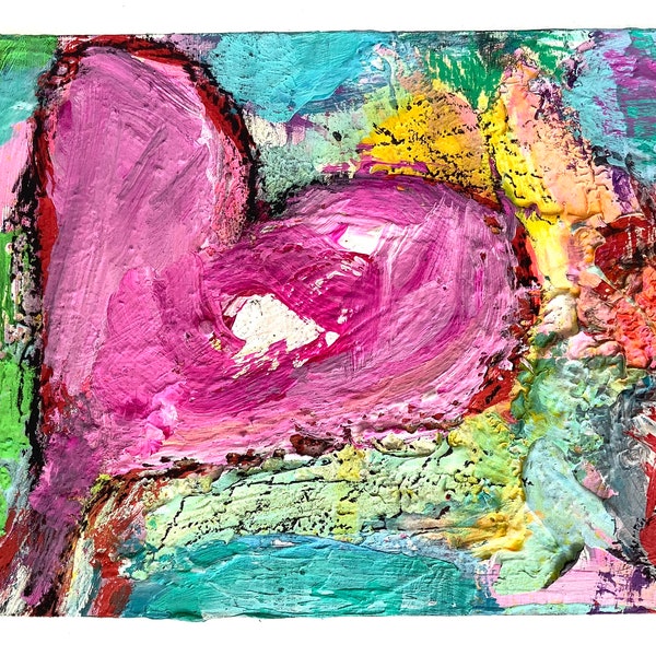 Pink Heart Painting - Etsy