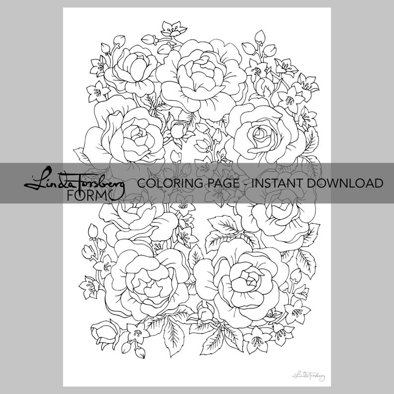Rhosyn, PDF Coloring Page, Instant Download Printable File for Adults ...