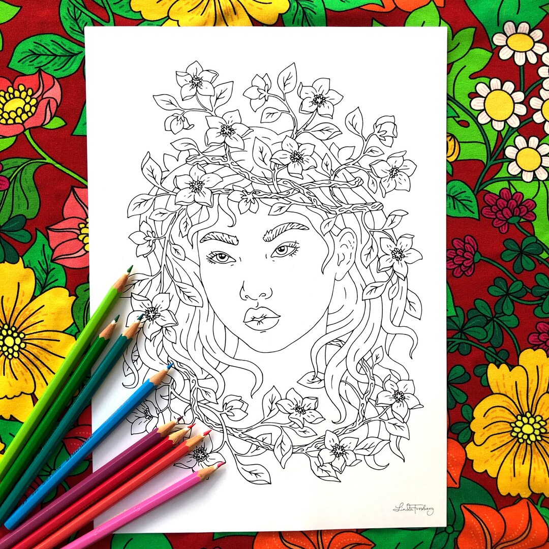 Hanami, PDF Coloring Page, Instant Download Printable File for Adults ...