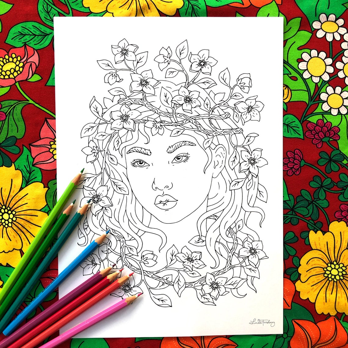 Hanami, PDF Coloring Page, Instant Download Printable File for Adults ...