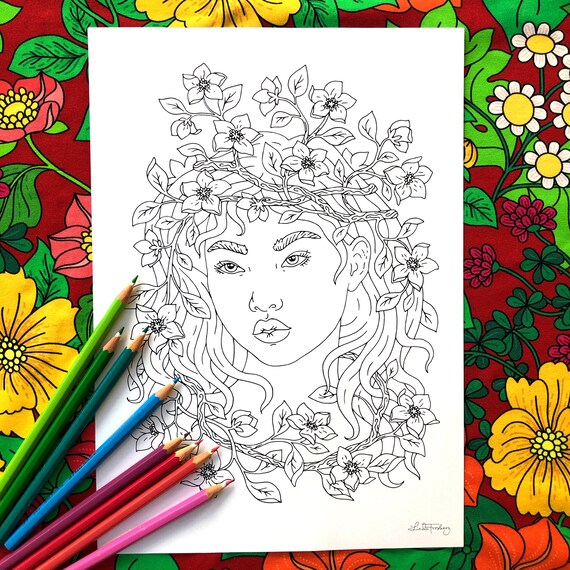 Hanami PDF Coloring Page Instant Download Printable File for | Etsy