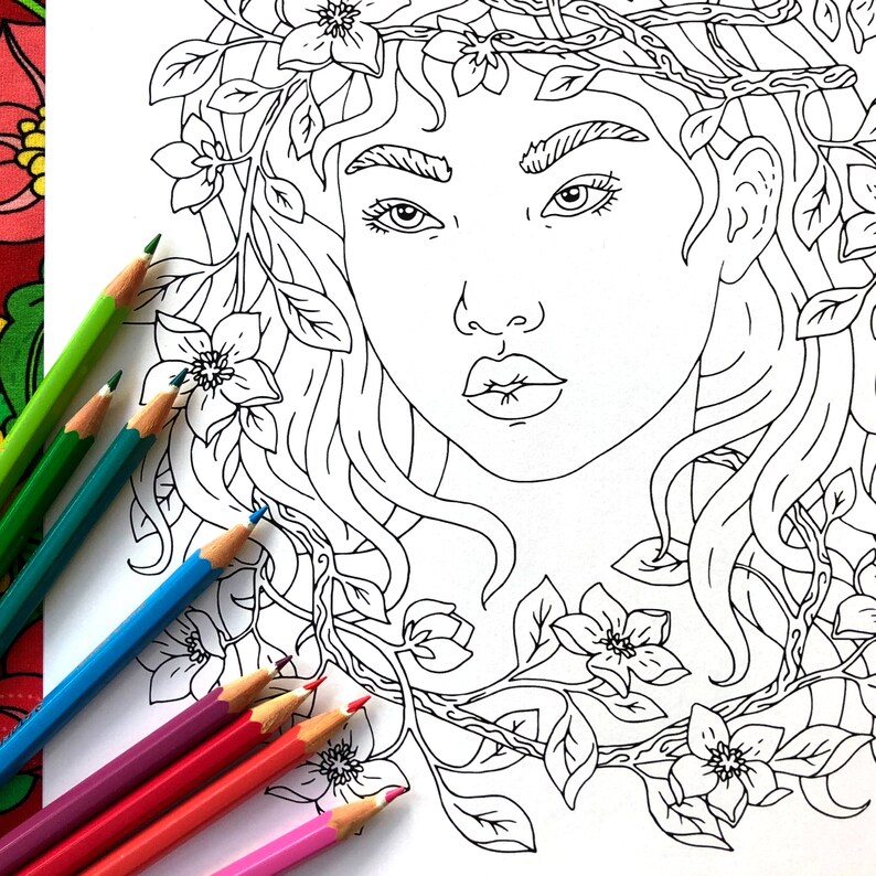 Hanami, PDF Coloring Page, Instant Download Printable File for Adults ...