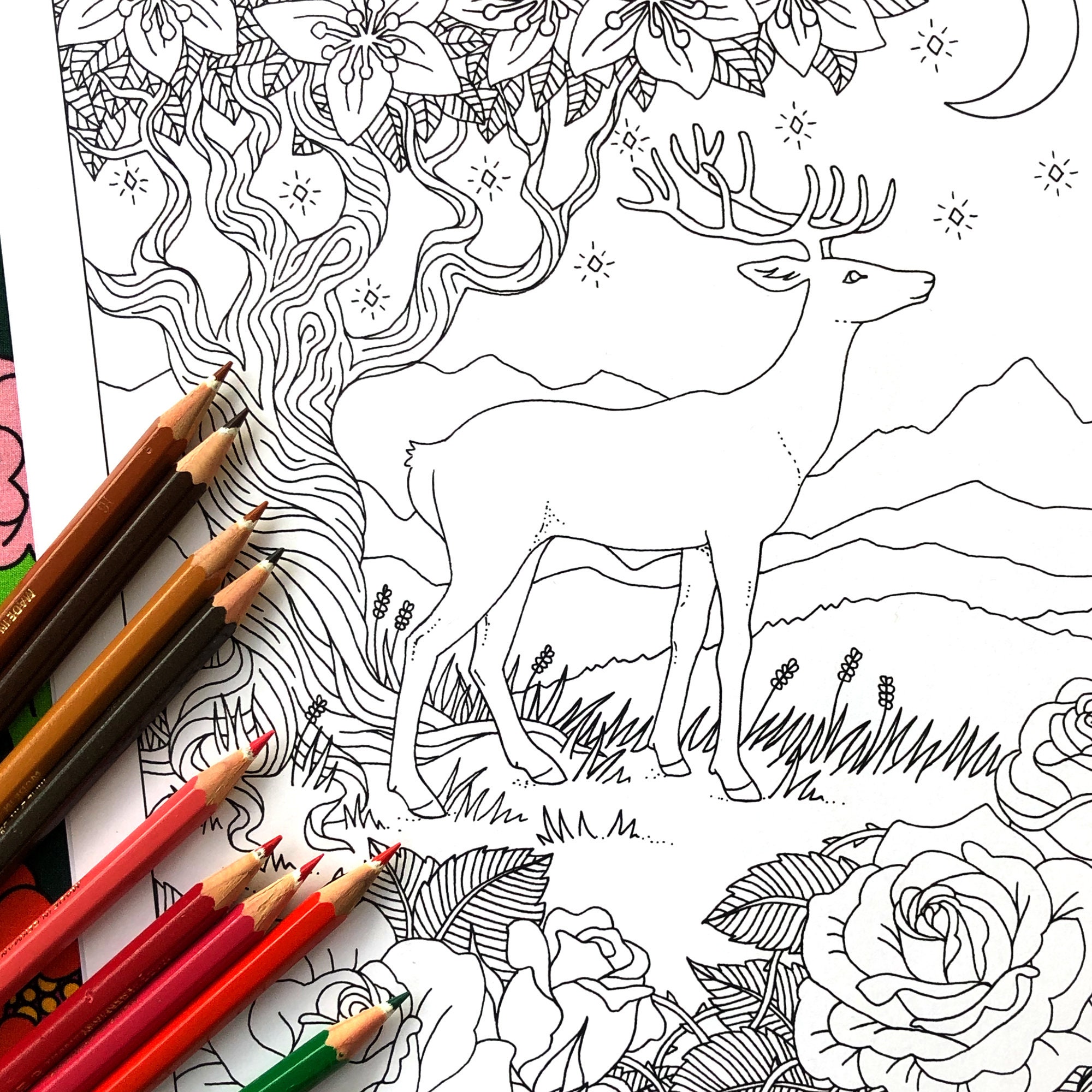 Night Time, PDF Coloring Page, Instant Download Printable File for ...