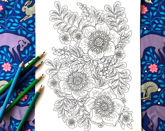 Hanami, PDF Coloring Page, Instant Download Printable File for Adults ...