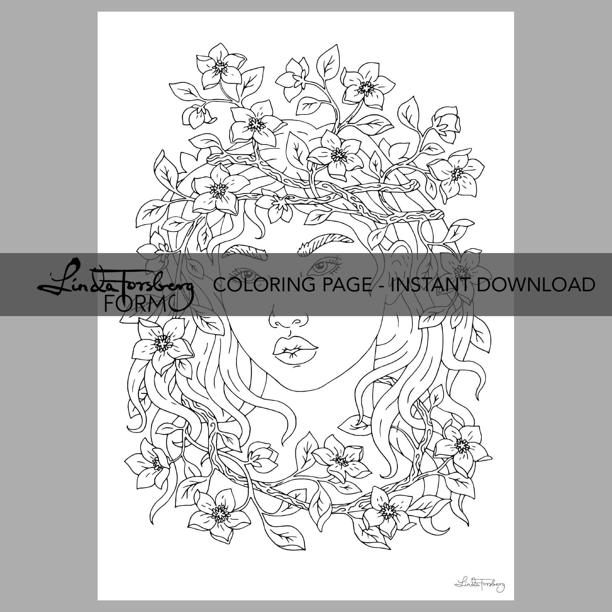 Hanami, PDF Coloring Page, Instant Download Printable File for Adults ...