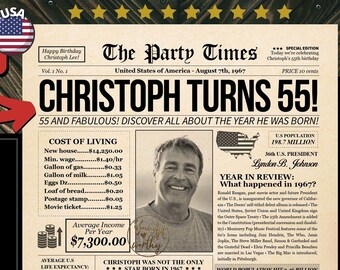 Newspaper With Fun Facts 1967 54th Birthday Party Decoration Poster ...