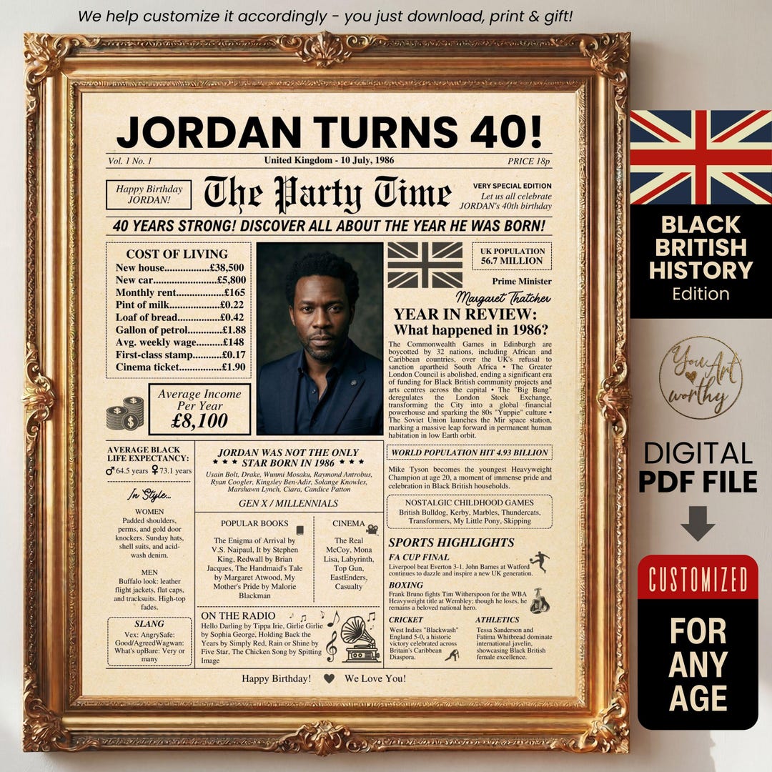 1986 Caribbean Heritage Newspaper, Personalised 40th Birthday Gift for ...