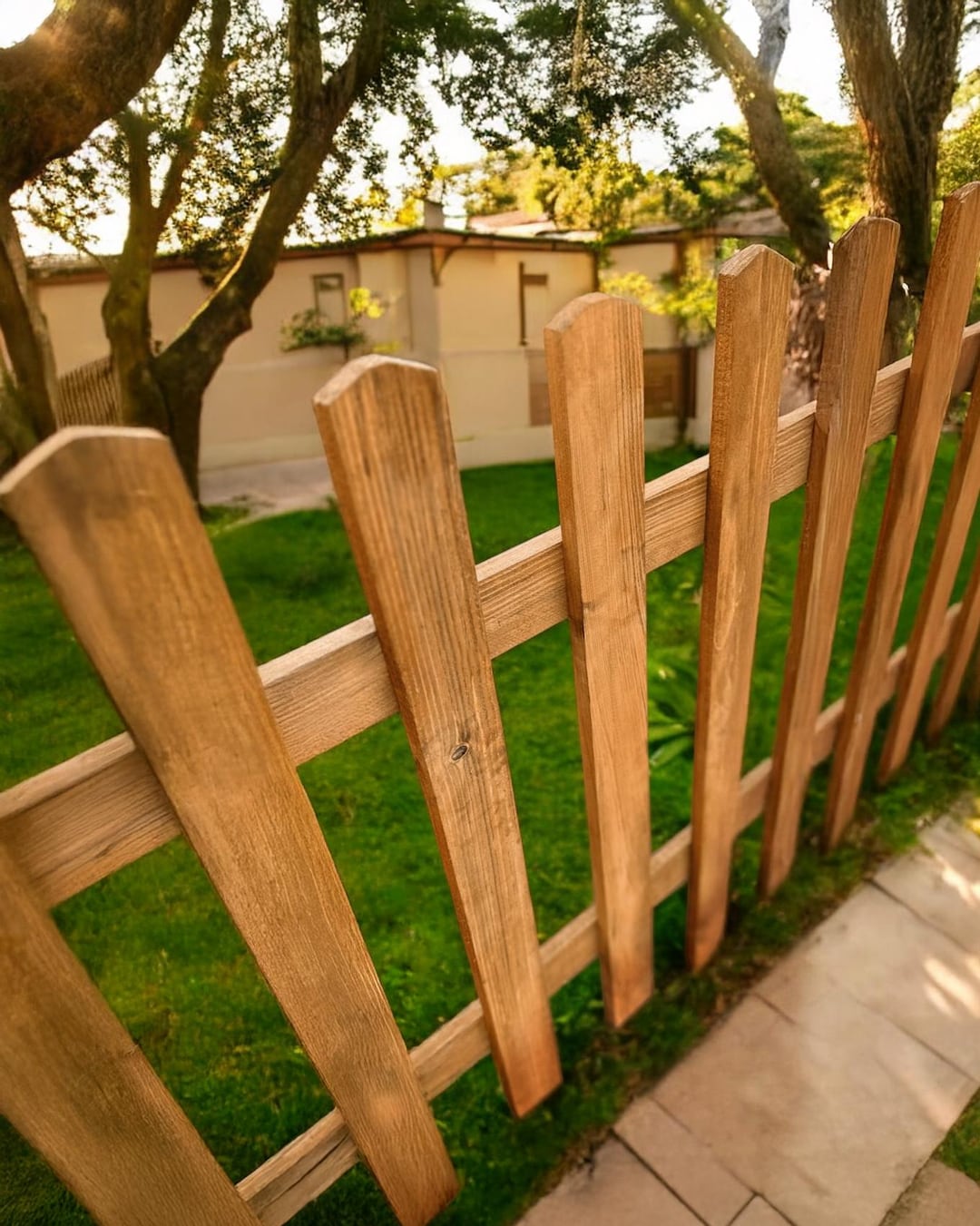 Natural Wooden Garden Fence, Picket Fence, Wood Privacy Fence Panels ...