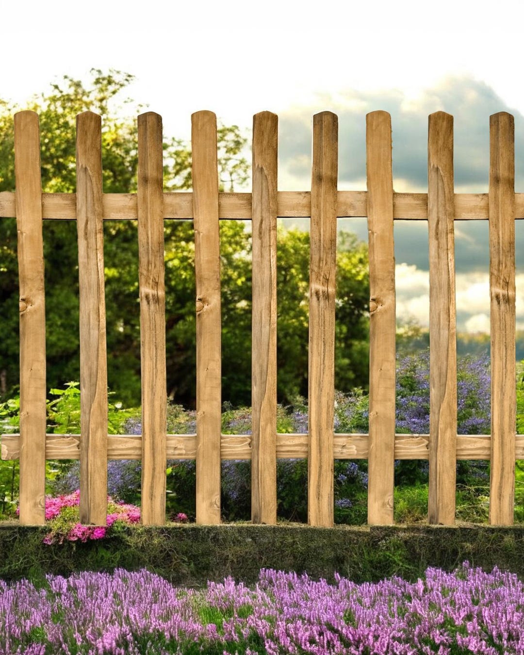 Waterproof Wood Garden Fence: Natural Picket Panel, Animal Barrier - Etsy