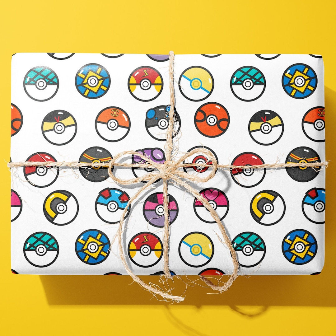 Pokemon Wrapping Paper - Pokeball - Hand Made - Pikachu - Etsy
