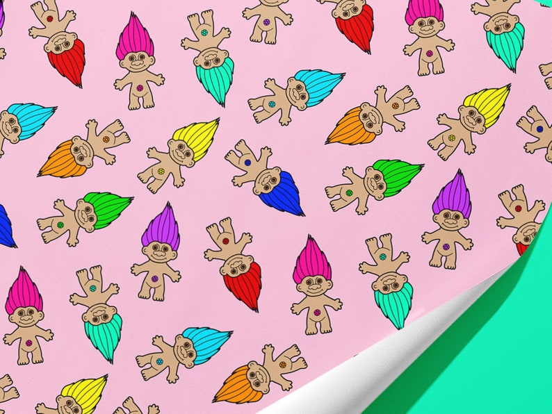 Trolls Style Wrapping Paper Hand Made 80s and 90s Kids - Etsy
