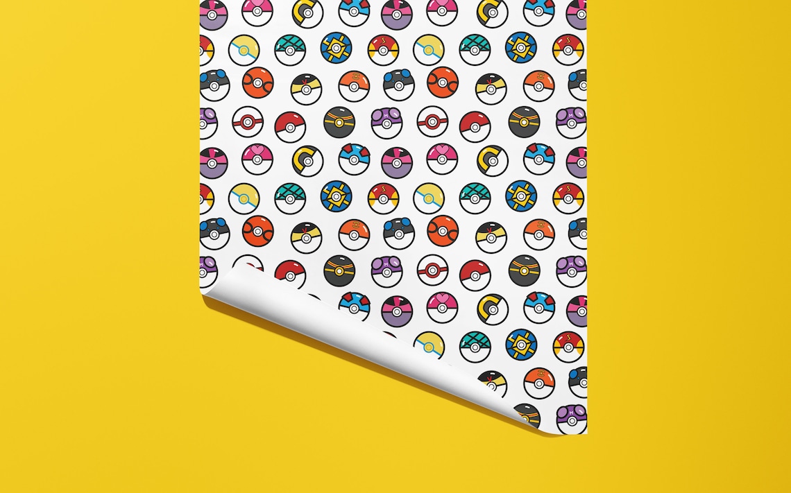 Pokemon Wrapping Paper Pokeball Hand Made Pikachu - Etsy