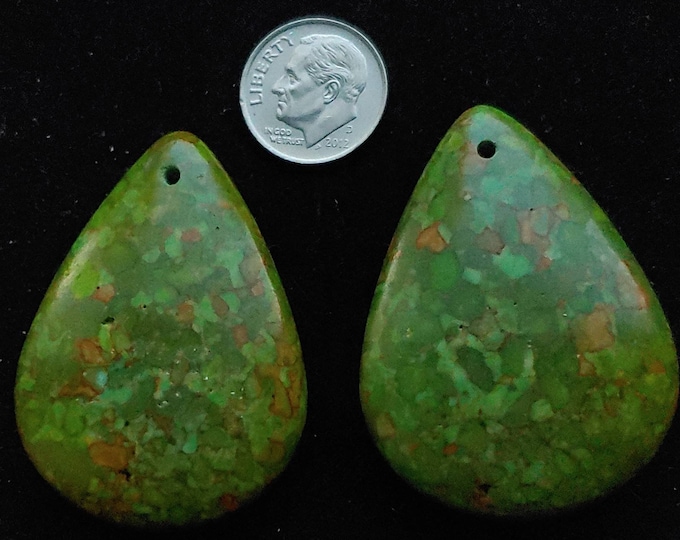 Fat Teardrop Shaped Mosaic Turquoise Dyed Magnesite Focal Bead Jewelry ...