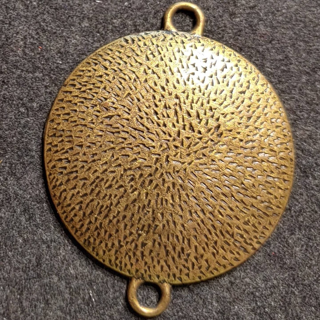5 Large Round Bronze Color Metal Discs With 2 Loop Connectors. for ...
